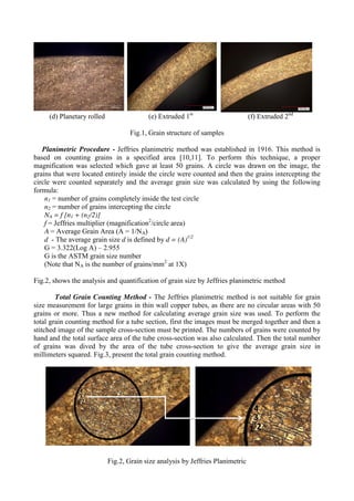 Analysis and quantification of grain size in various dhp copper tubes ...