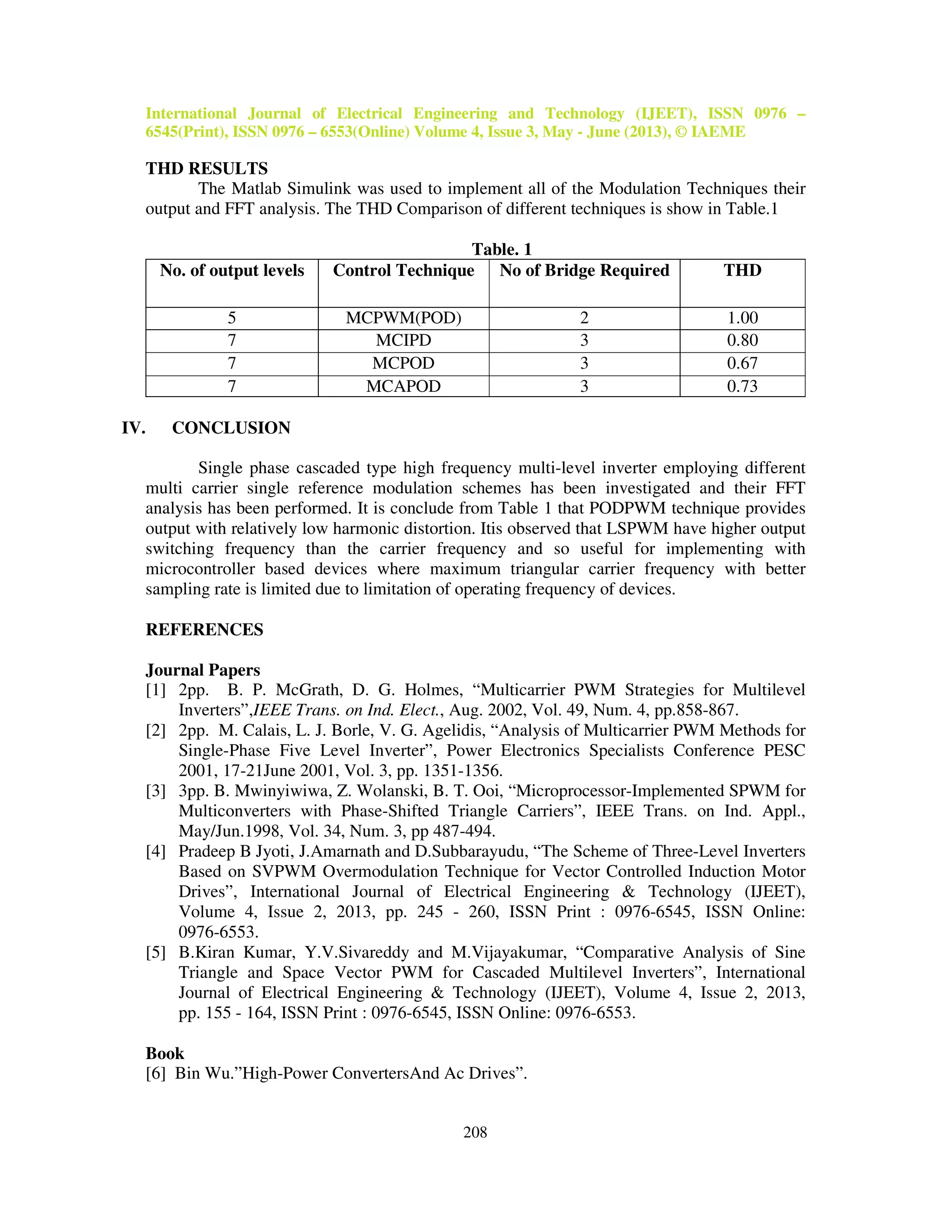 Analysis and simulation of multilevel inverter using multi carrier based pwm | PDF