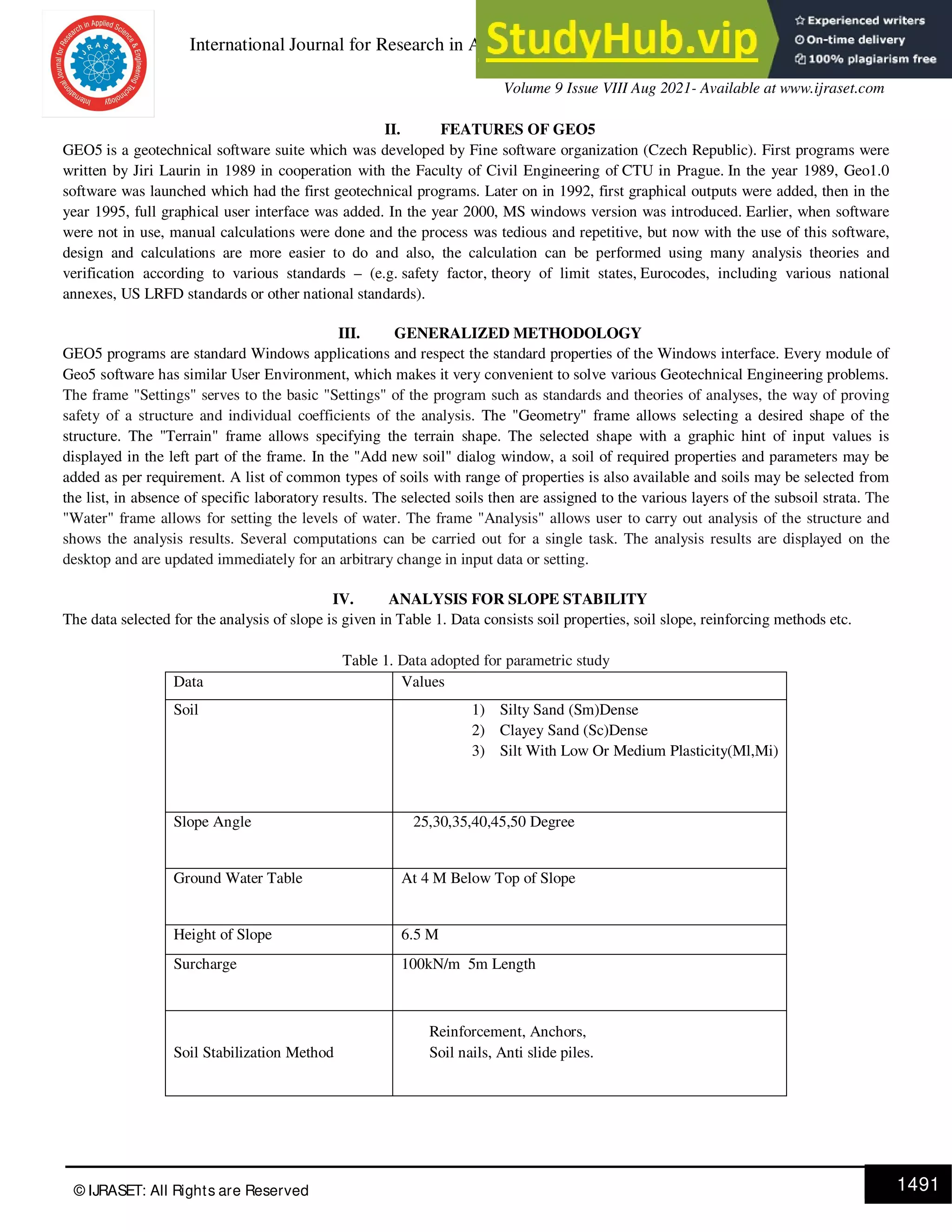 Analysis And Stabilization Of Slopes Using Geo5 Software | PDF