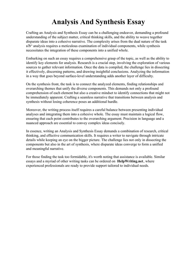 Analysis And Synthesis Essay | PDF