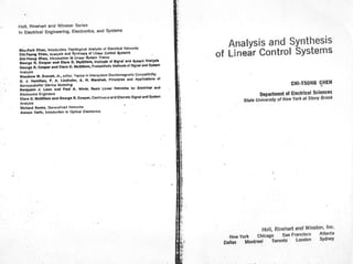 Analysis and synthesis of linear control systems chen | PPT