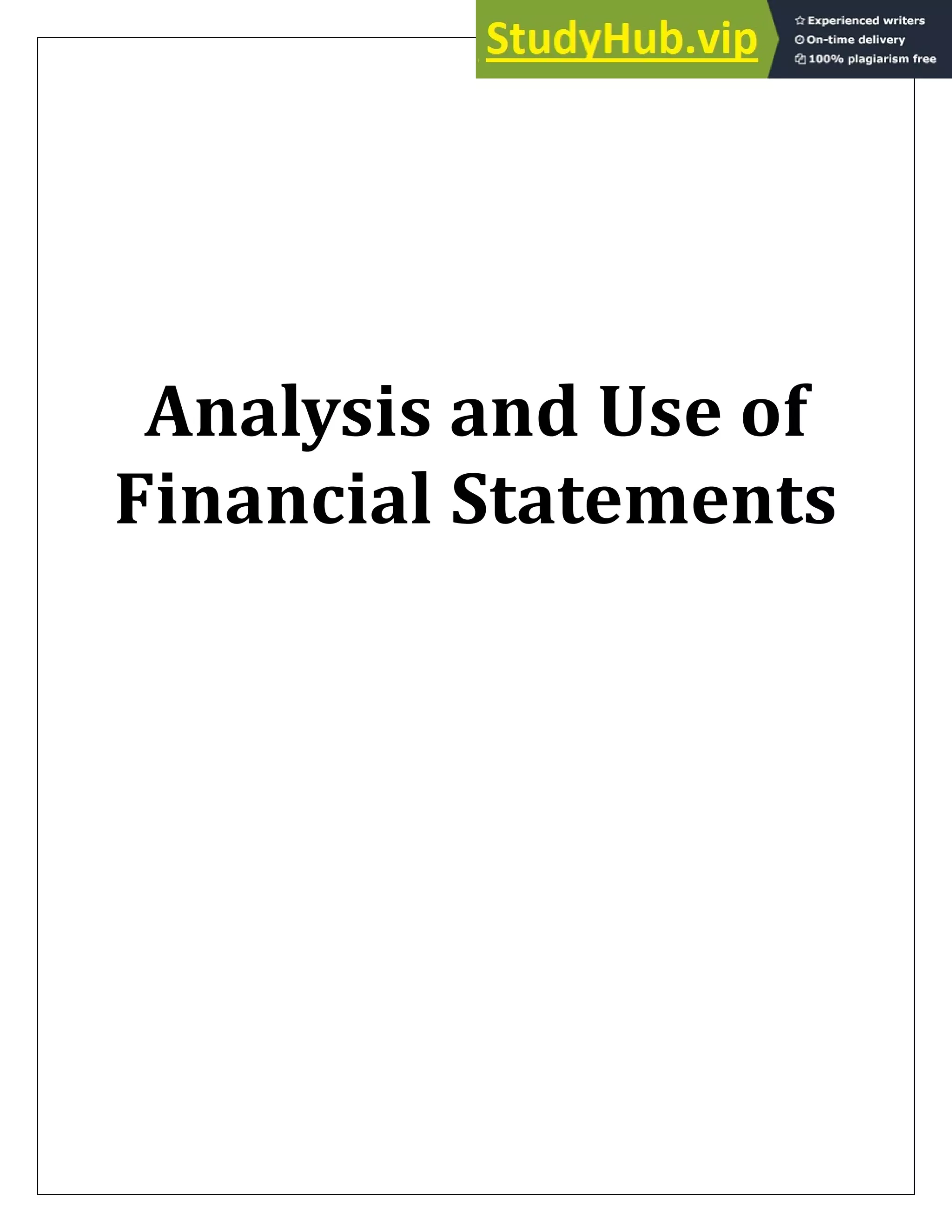 Analysis And Use Of Financial Statements | PDF | Business Accounting ...