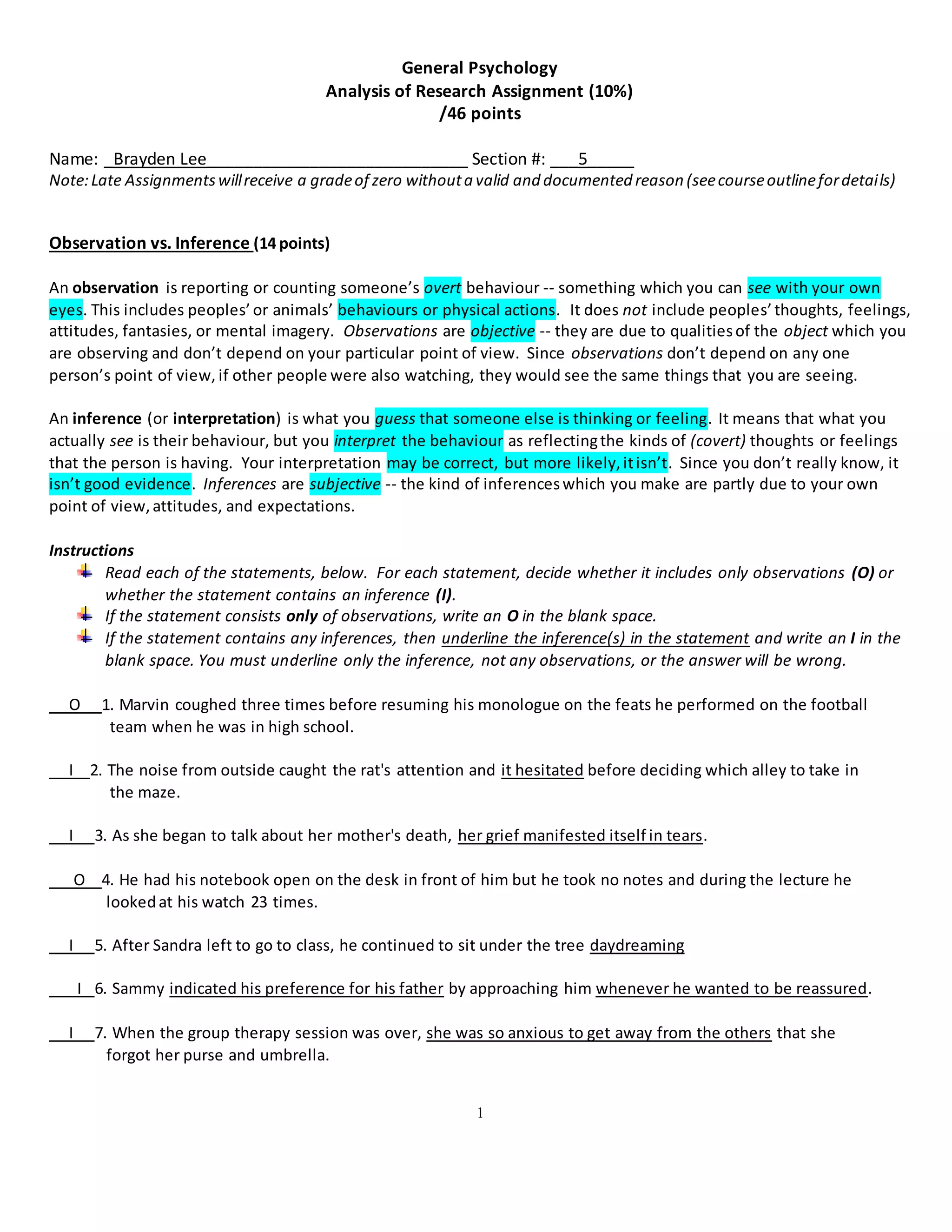 Analysis assignment revised - General Psychology.doc