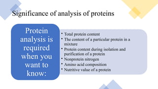 Analysis characterization and significance of chemical constituents- proteins .pptx