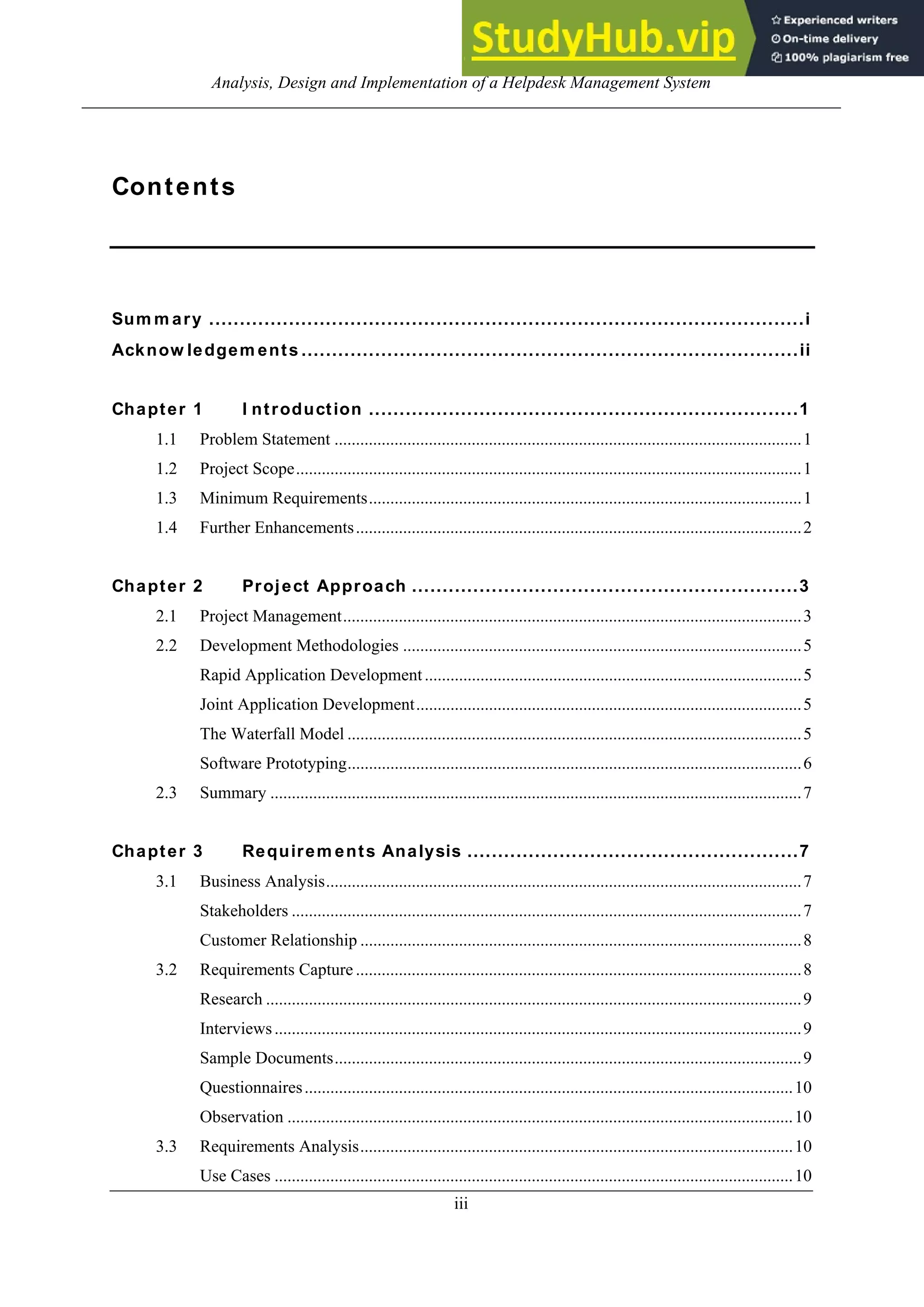 Analysis, Design And Implementation Of A Helpdesk Management System | PDF
