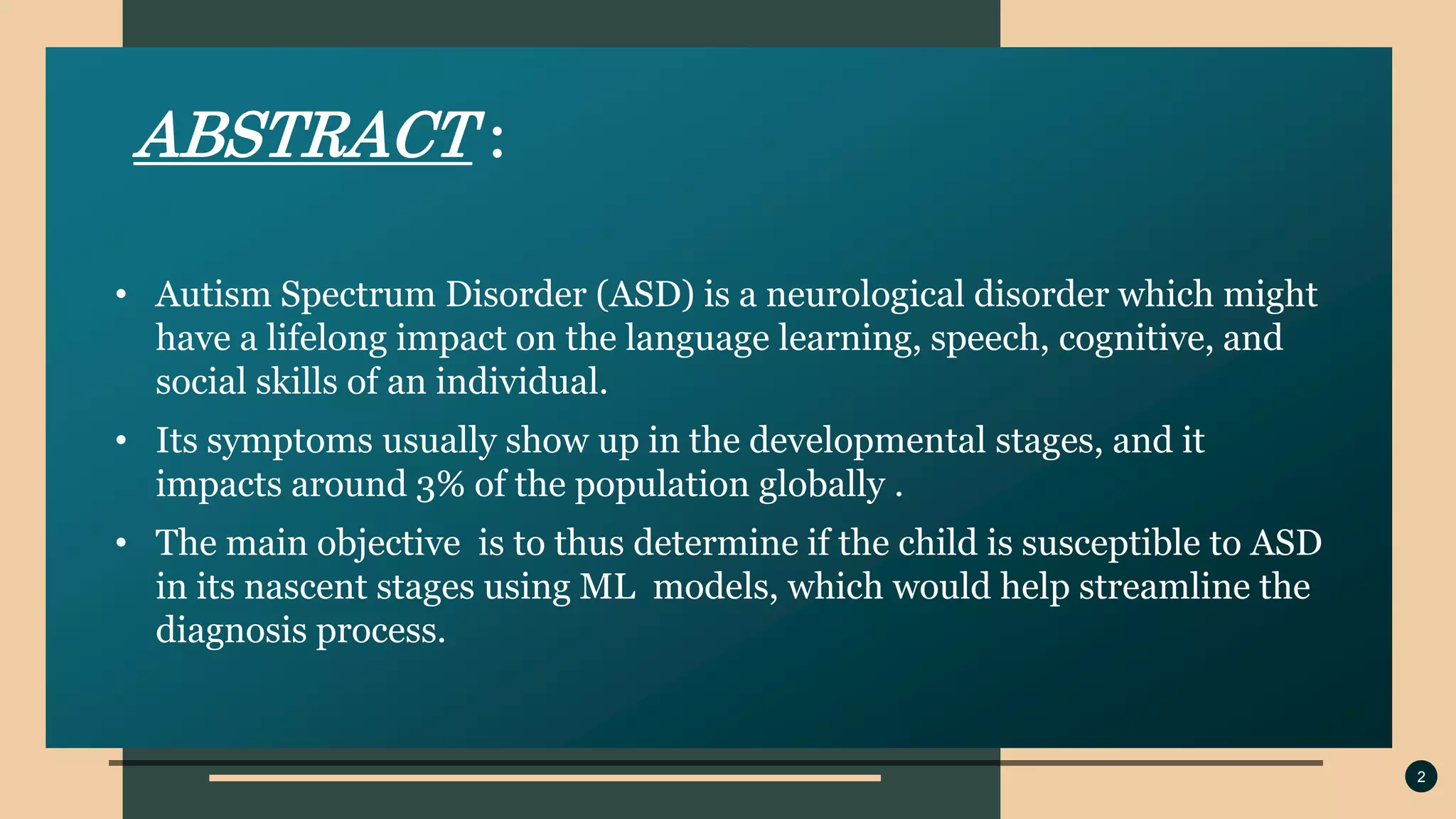 Analysis And Detection Of Autism Spectrum Disorder Using Ml 3 Rks Pptx