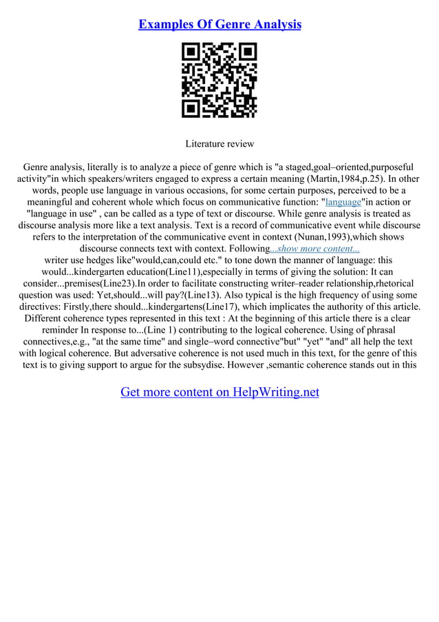 Analysis Essay Examples | PDF