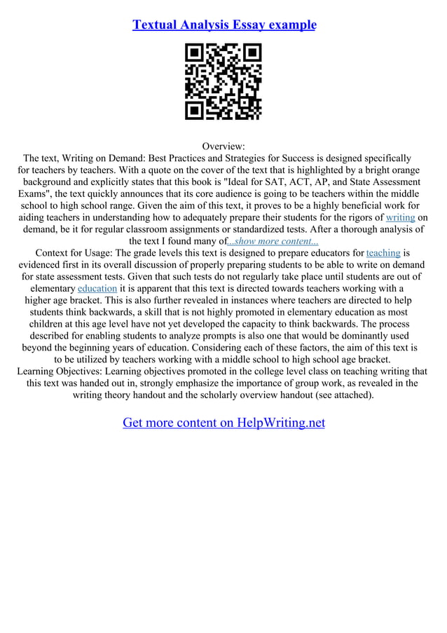 Analysis Essay Examples | PDF