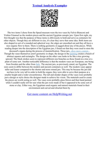 Analysis Essay Examples | PDF