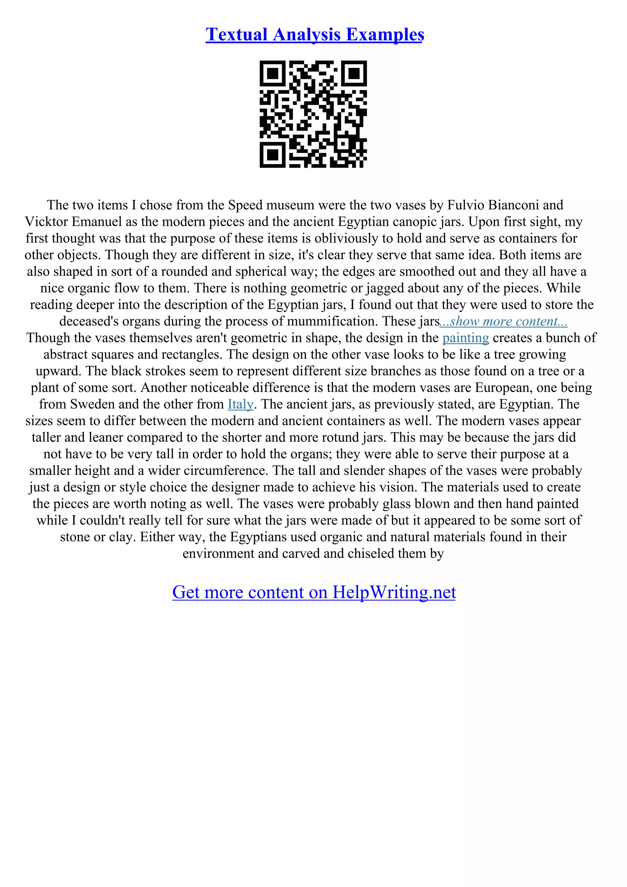 Analysis Essay Examples | PDF