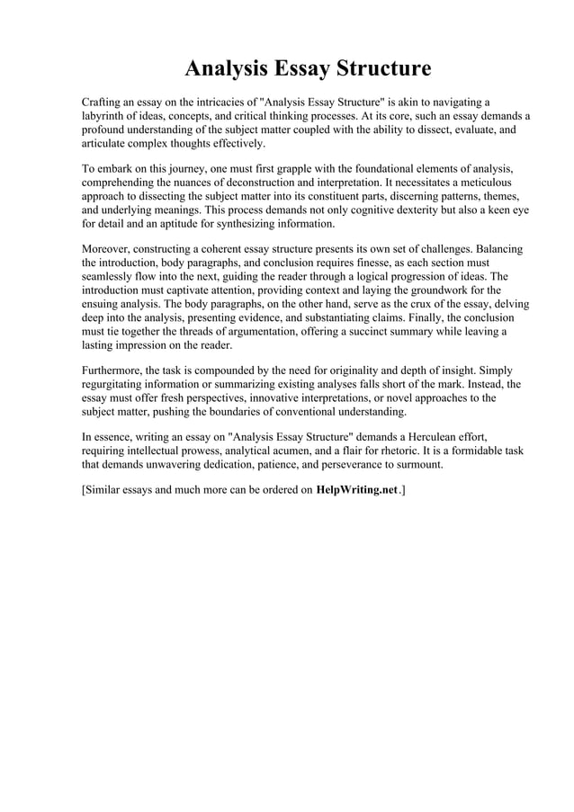 Analysis Essay Structure | PDF