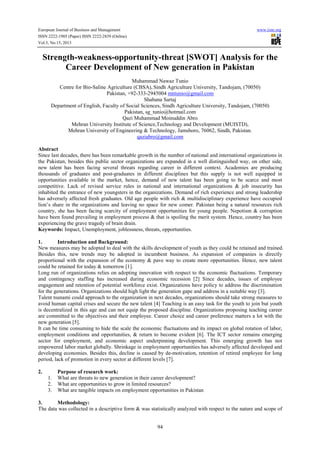 Analysis for the career development of new generation in pakistan | PDF | Job Search | Careers