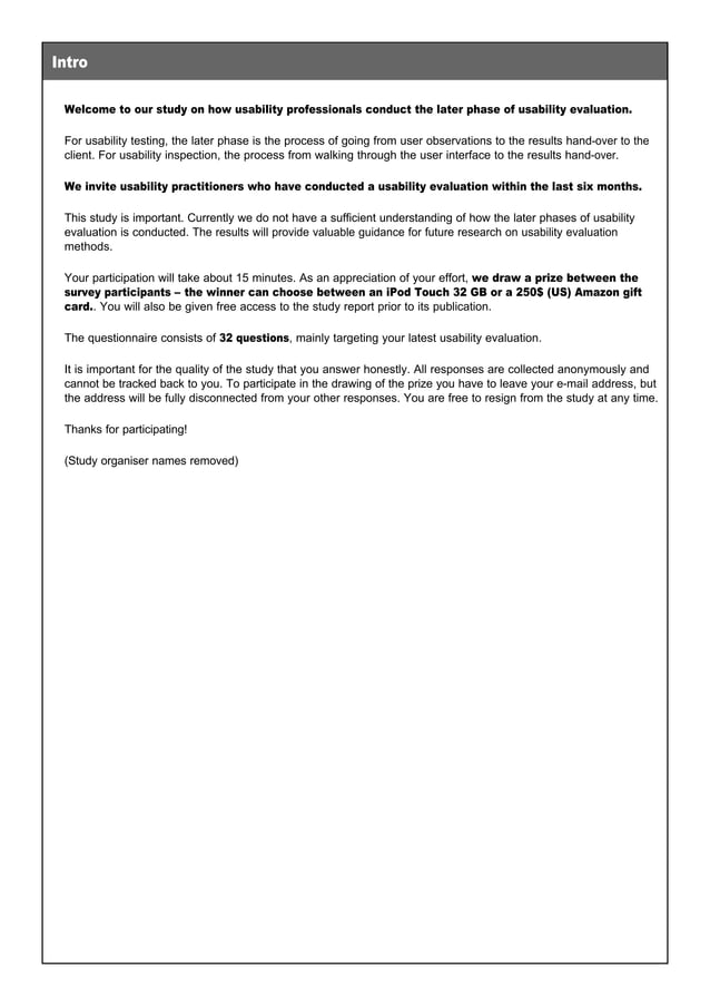 Analysis in usability evaluation: Questionnaire | PDF