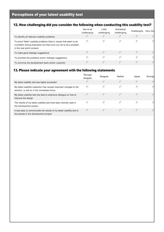 Analysis in usability evaluation: Questionnaire | PDF