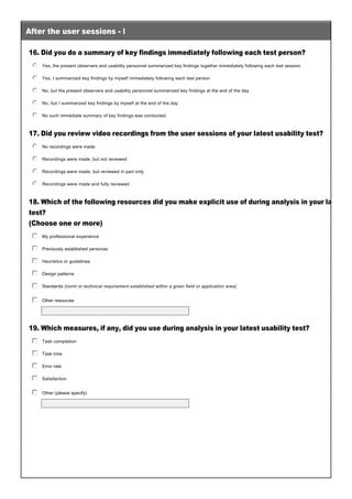 Analysis in usability evaluation: Questionnaire | PDF