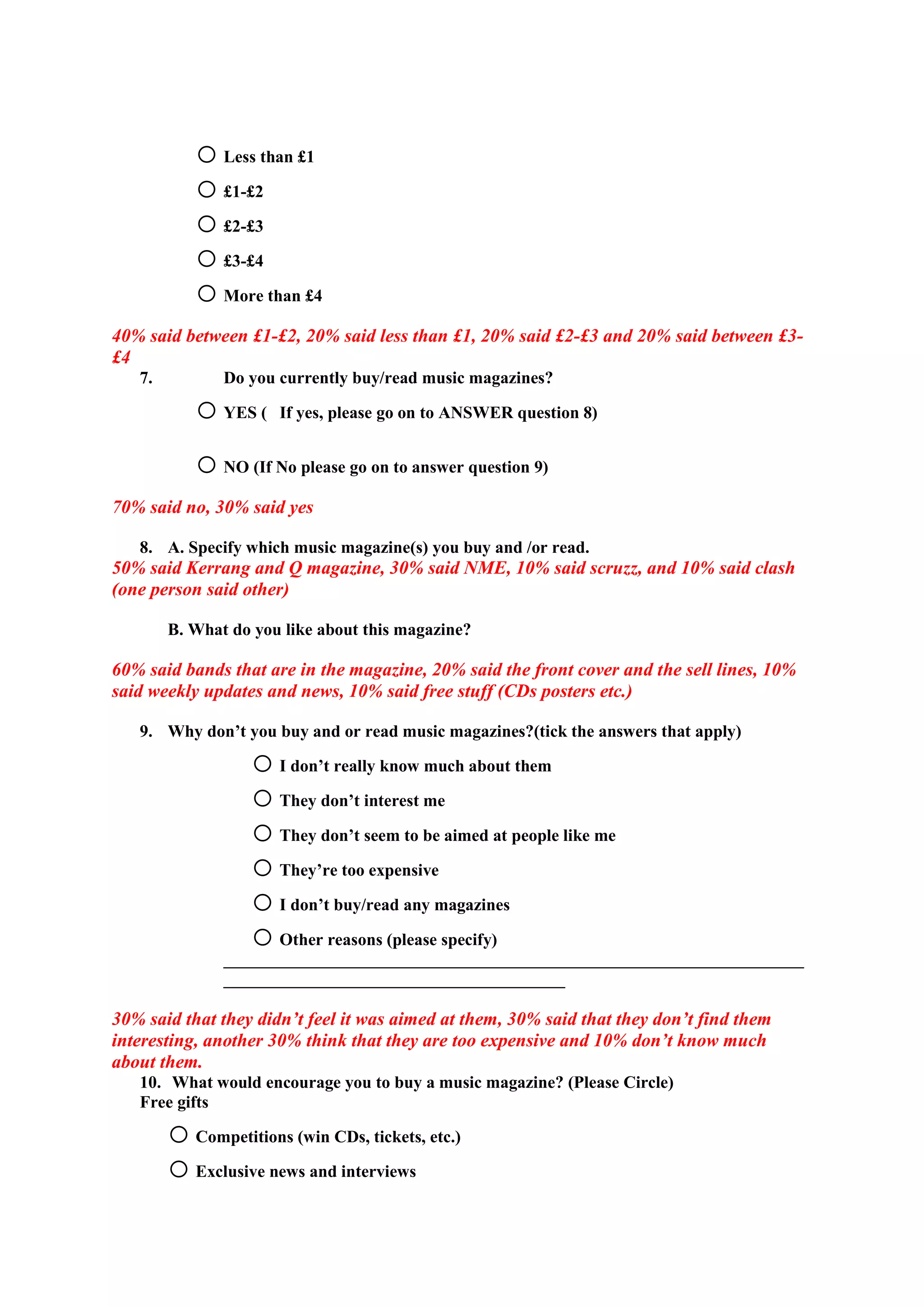 Analysis music questionnaire | DOCX | Alternative Rock | Rock Music