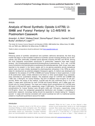 Analysis of Novel Synthetic Opioids U-47700, U-50488 and Furanyl ...