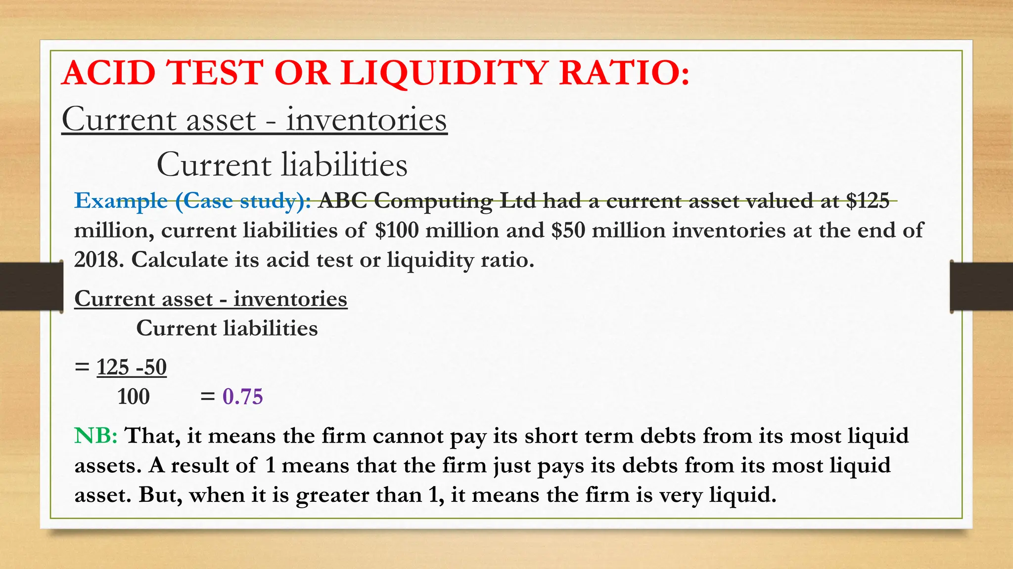 ANALYSIS OF ACCOUNTS - Liquidity ratios | PPTX
