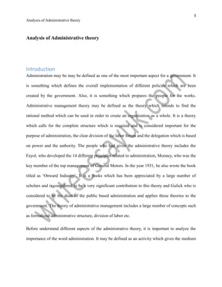 Analysis of administrative theory | PDF