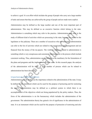 Analysis of administrative theory | PDF