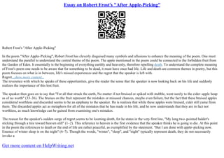 Analysis Of After Apple-Picking By Robert Frost | PPT