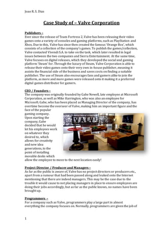 Analysis of Valve Corporation | DOCX