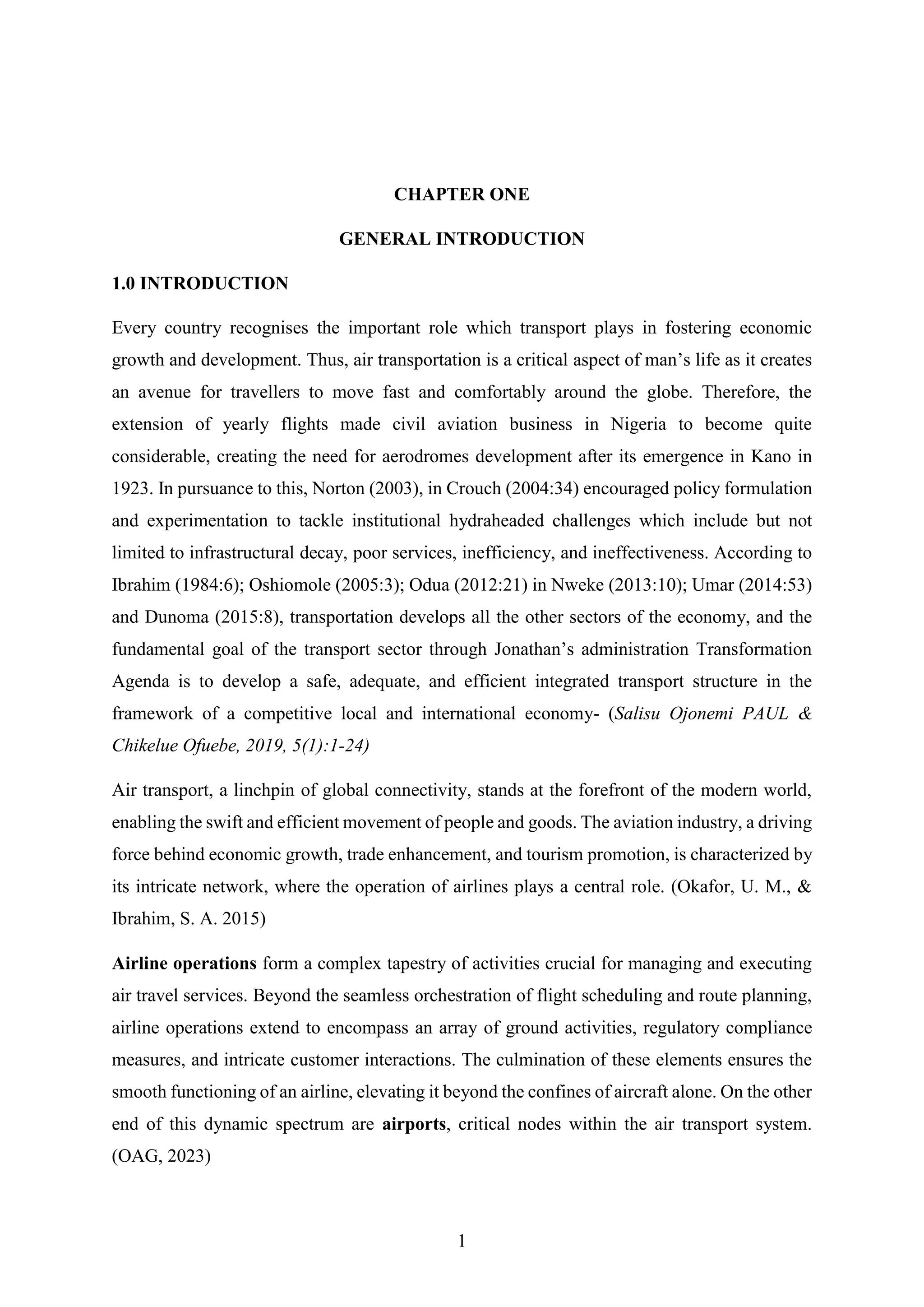 ANALYSIS OF AIRLINE OPERATIONS Case Study Kaduna International Airport ...
