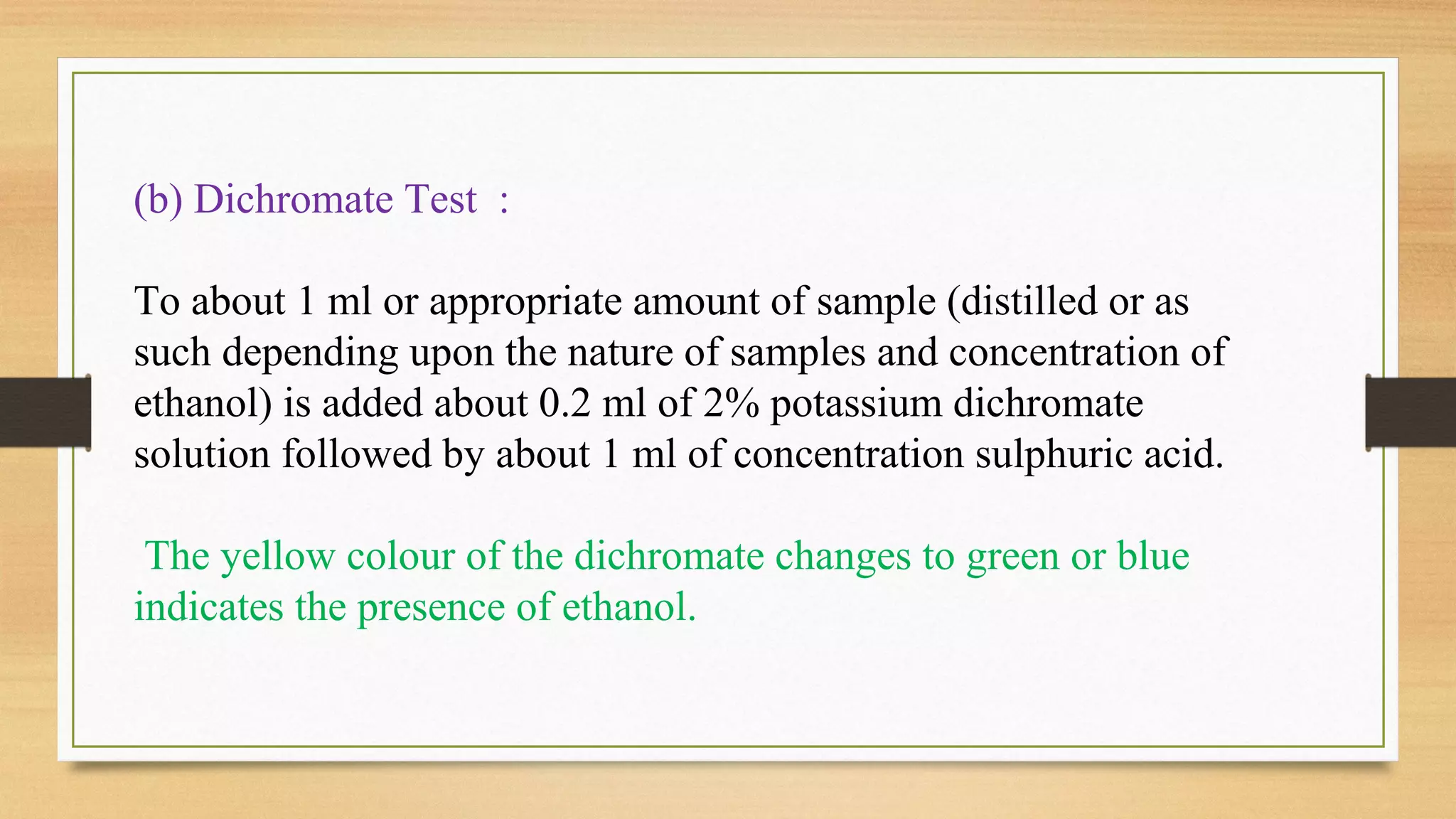 Analysis of alcohol | PPT