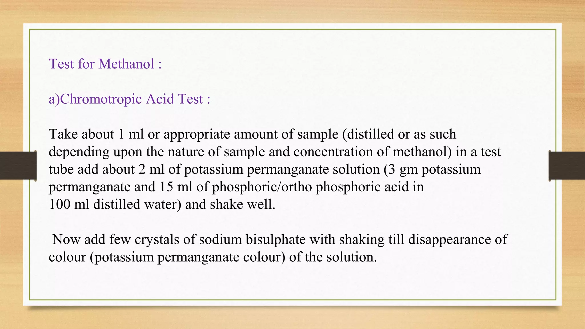Analysis of alcohol | PPT