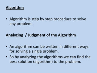 Analysis of algorithm | PPTX | Computing | Technology & Computing