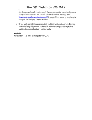 ISem Analysis of a Monster Essay | PDF