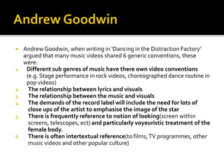 Analysis of a music video using goodwin’s conventions | PPT