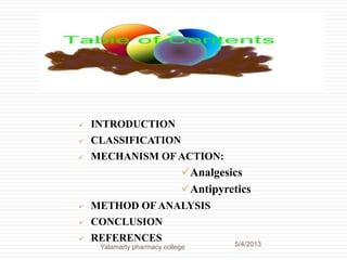 Analysis of analgesics and antipyretics.indu