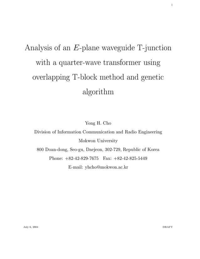 Analysis of an E-plane waveguide T-junction with a quarter-wave ...