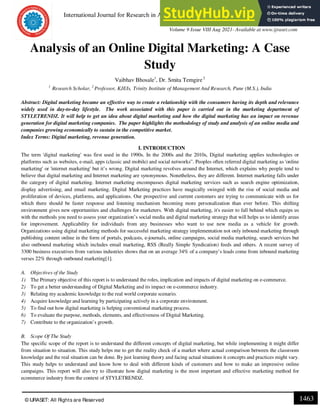 Analysis Of An Online Digital Marketing A Case Study | PDF