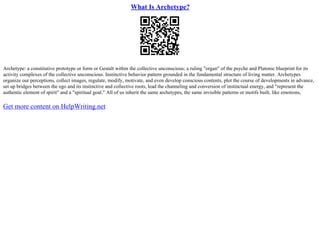 Analysis Of Archetypes Essay | PPT