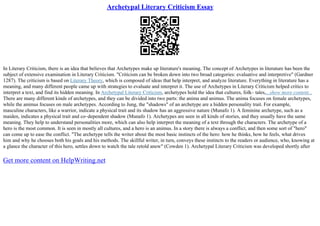 Analysis Of Archetypes Essay | PPT