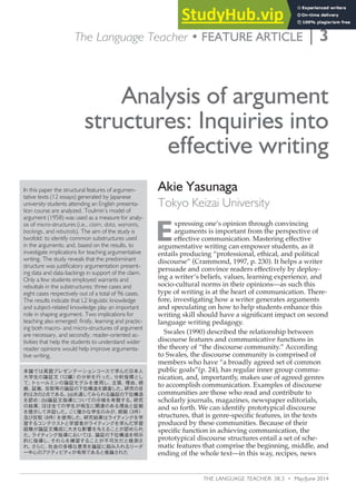 Analysis Of Argument Structures Inquiries Into Effective Writing | PDF