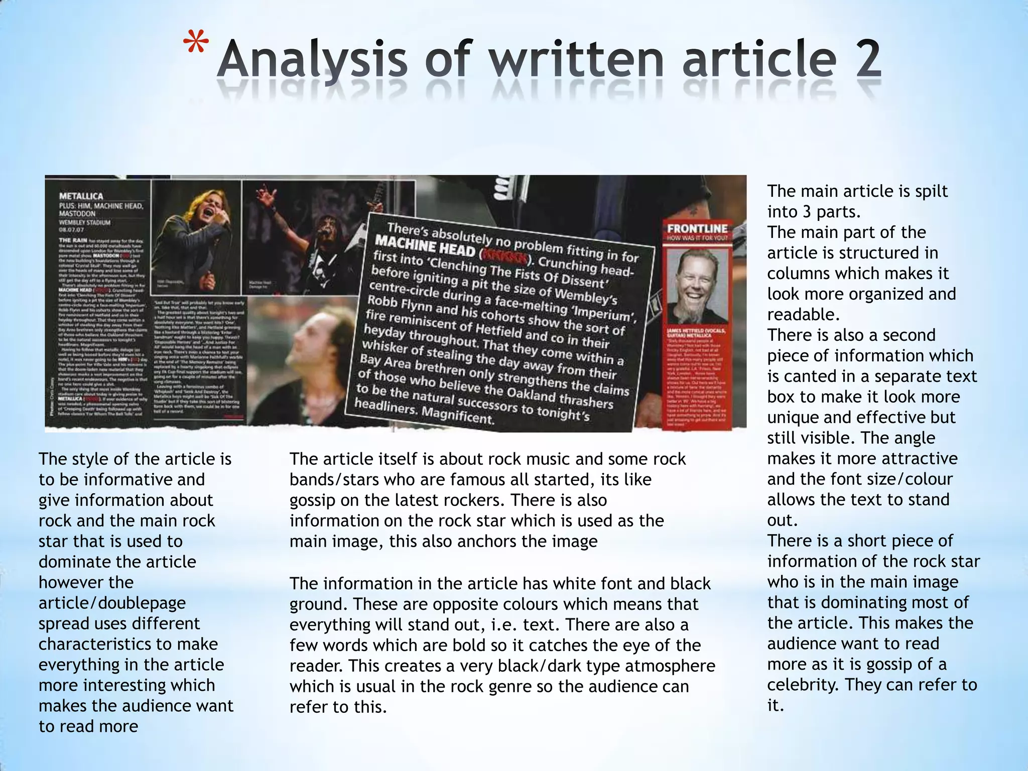 Analysis of articles double page spread | PPTX