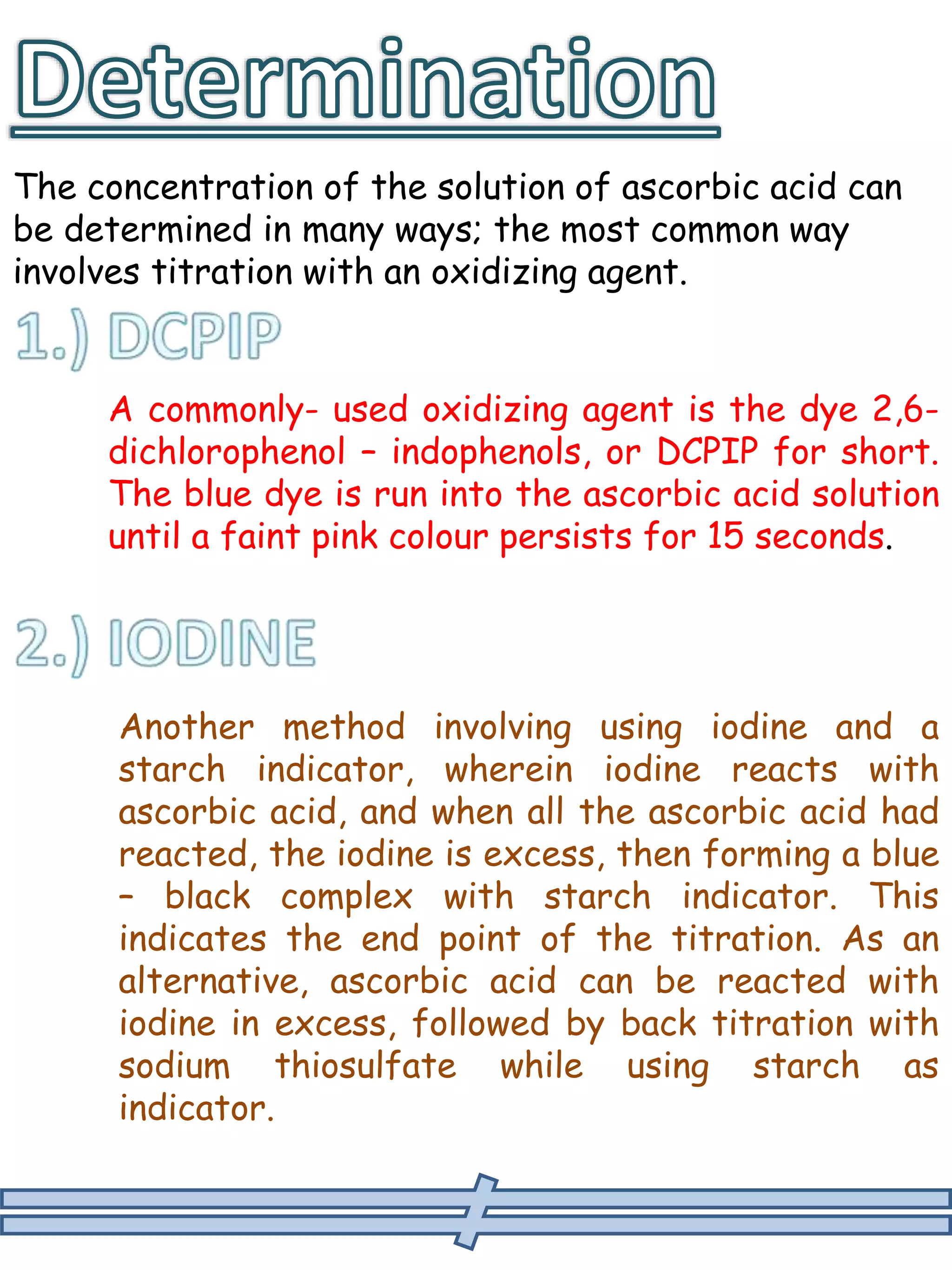 Analysis of vitamin c (ascorbic acid) in citrus fruits | PPTX
