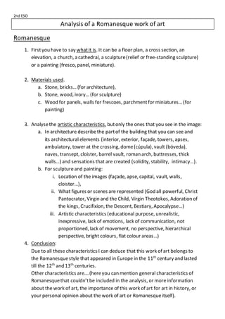 Analysis of a work of art romanesque | DOCX