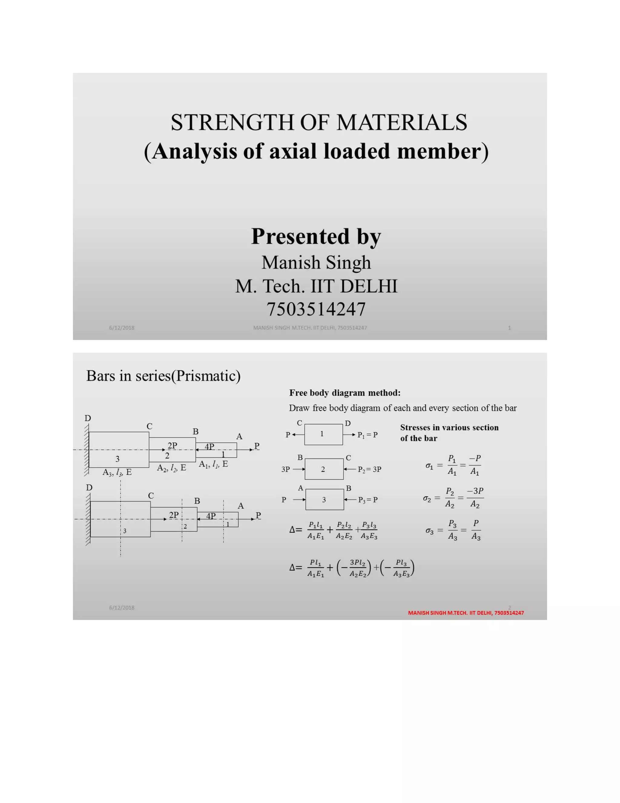 Analysis of axial loaded member | PDF