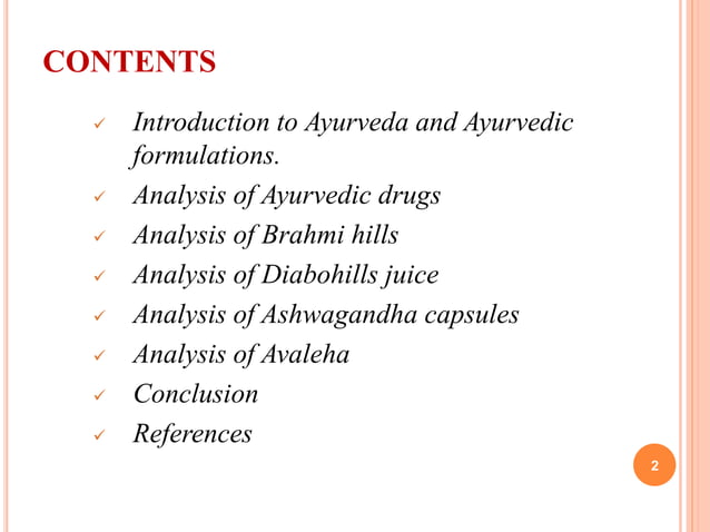 Analysis of ayurvedic formulations | PPTX