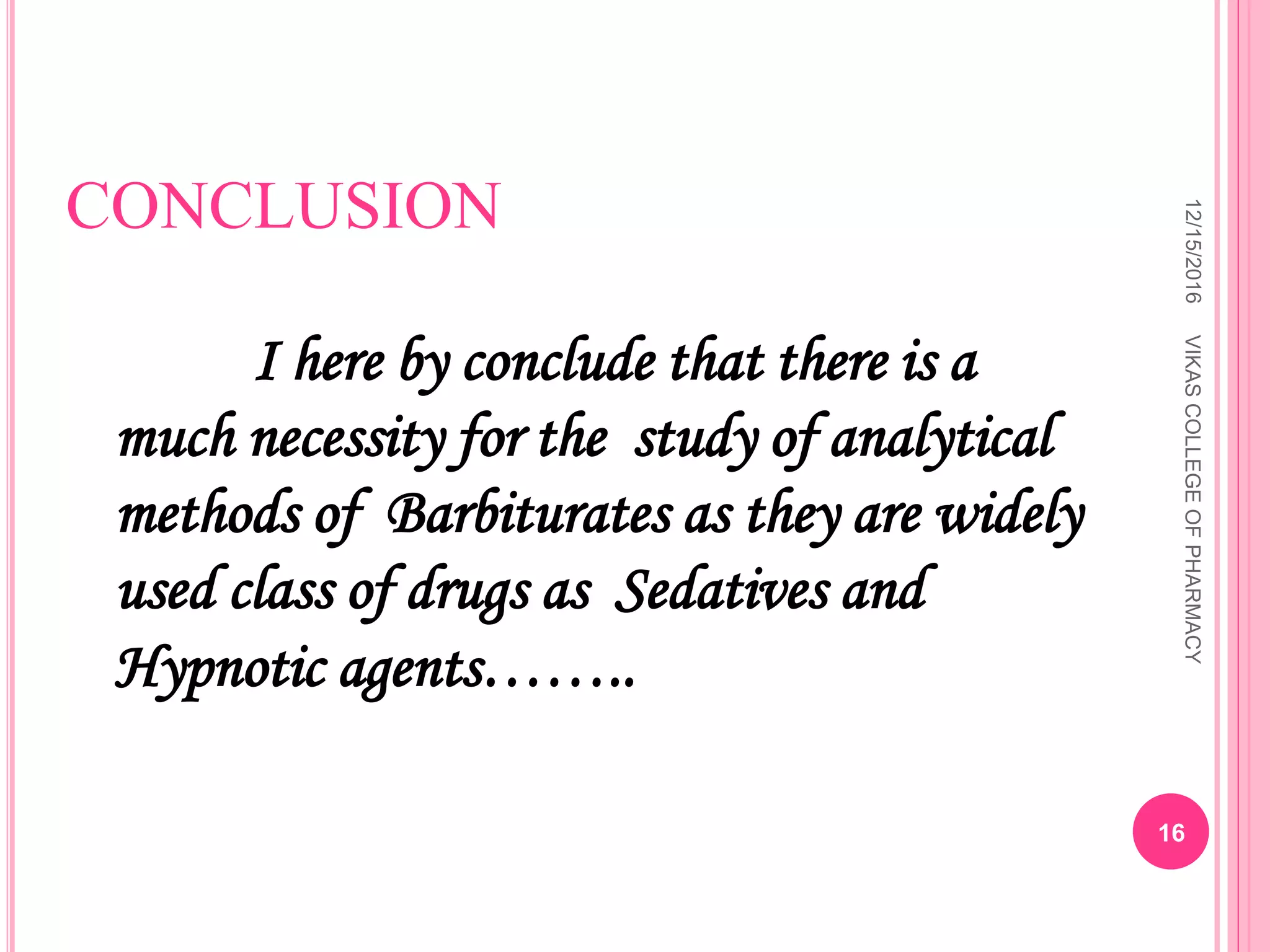 Analysis of barbiturates | PPTX