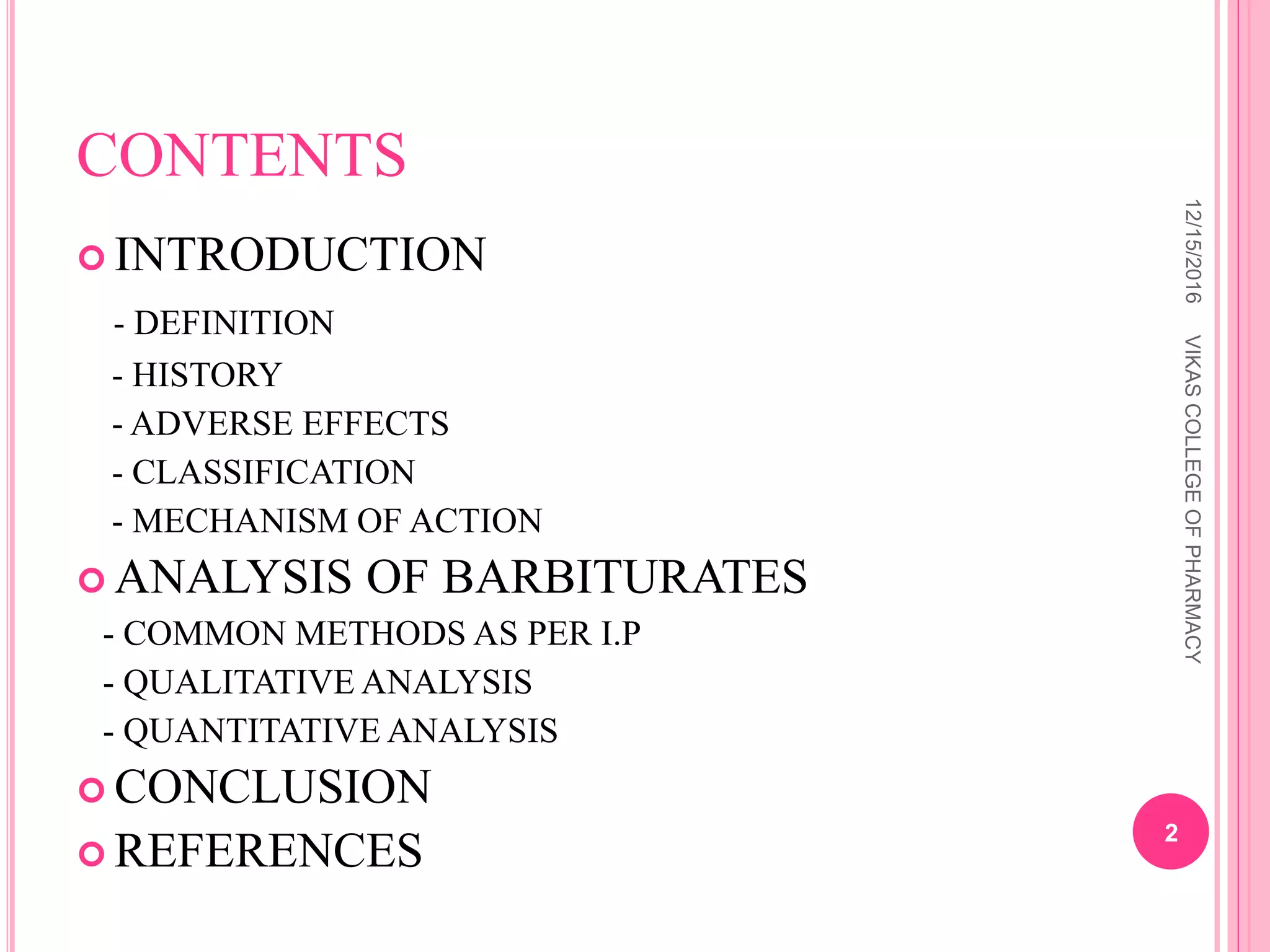 Analysis of barbiturates | PPTX