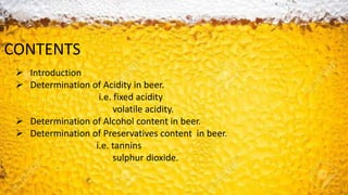Analysis of beer | PPTX