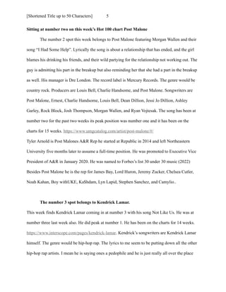 Analysis of Billboards hot 100 toop five hit makers on the chart.docx