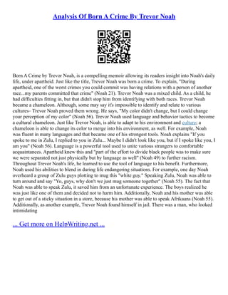 Analysis Of Born A Crime By Trevor Noah | PDF