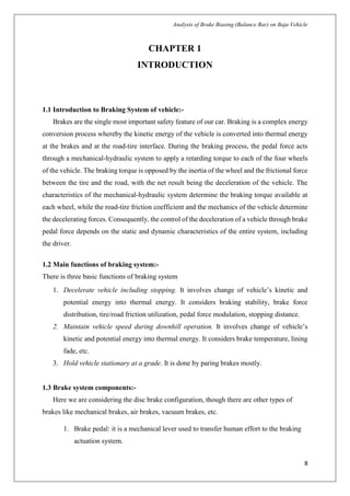 Analysis of Brake Biasing (Balance Bar) on BAJA (ATV) vehicle | PDF