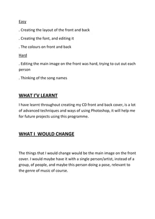 Analysis of cd cover | DOCX